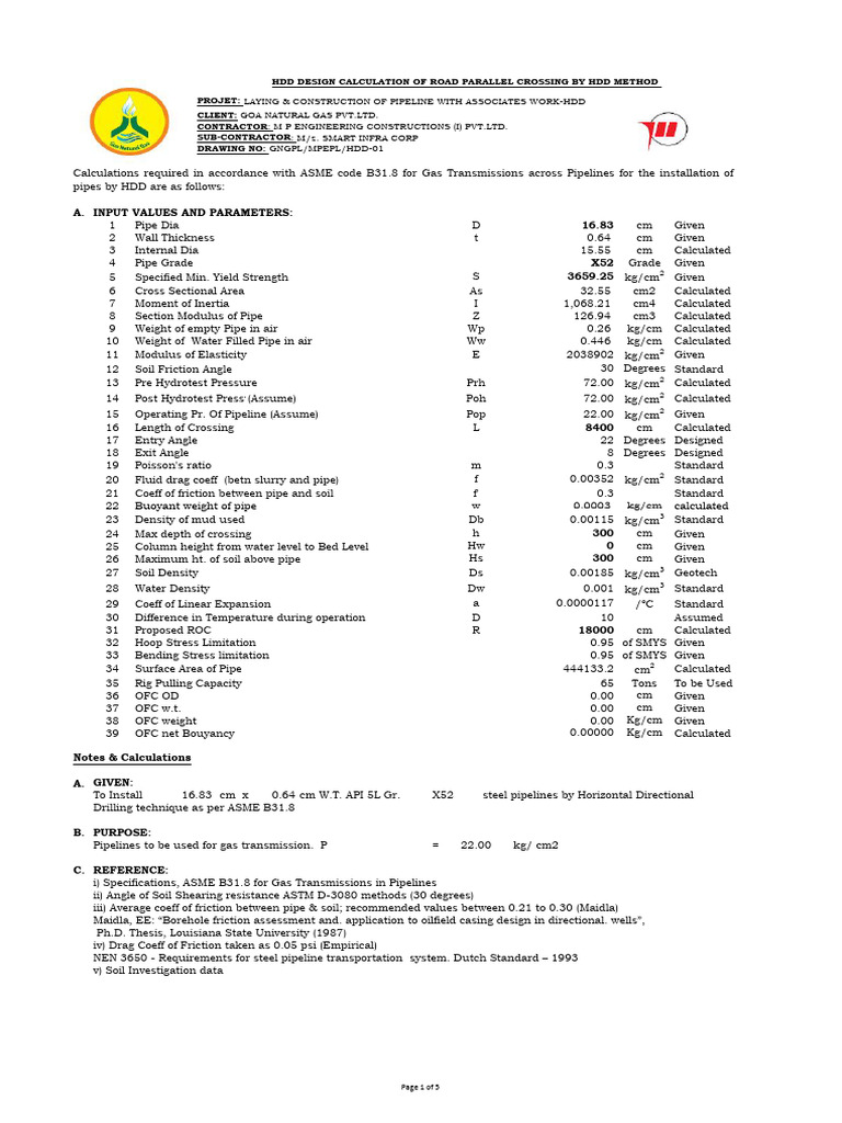 01 HDD Design Calculation - 84 M | PDF | Bending | Stress (Mechanics)