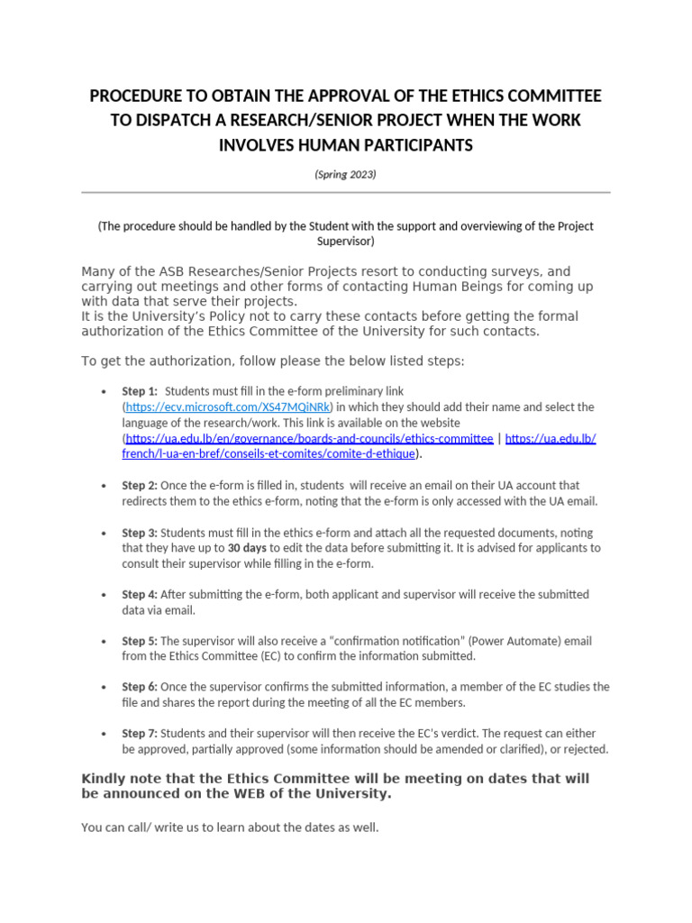 Approval of The Ethics Committee | PDF | Institutional Review Board