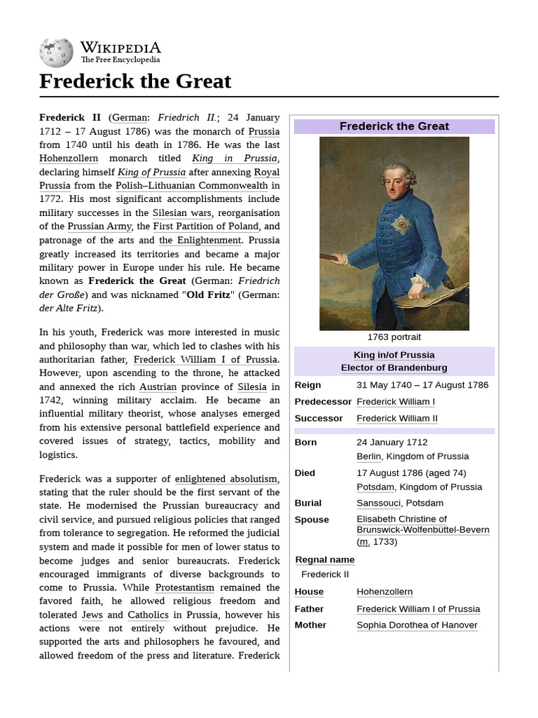 Frederick_the_Great | PDF | Kingdom Of Prussia | Prussia