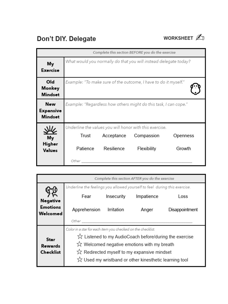 Dont DIY. Delegate WORKSHEET | PDF
