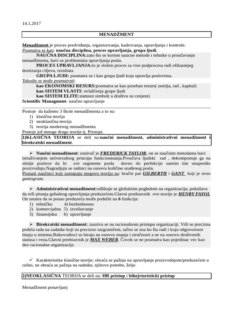 MENADŽMENT Skripta Petar Vojinovic | PDF