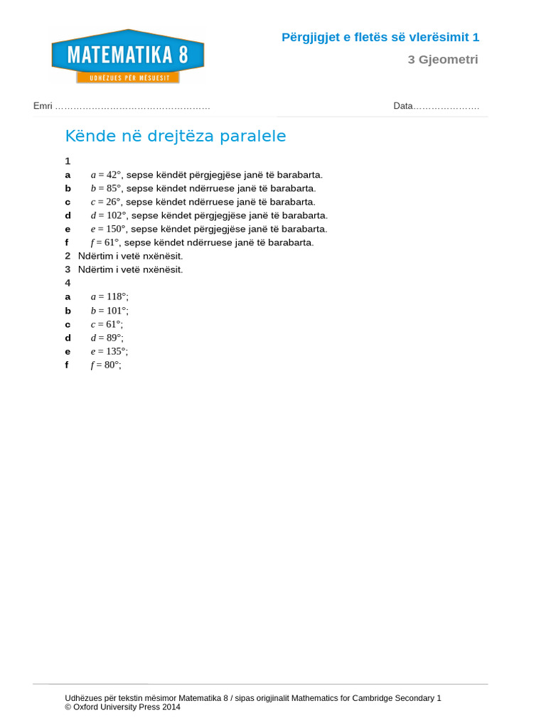 0302_Flete Vleresimi 1 - Pergjigjet - Figurat Gjeometrike | PDF