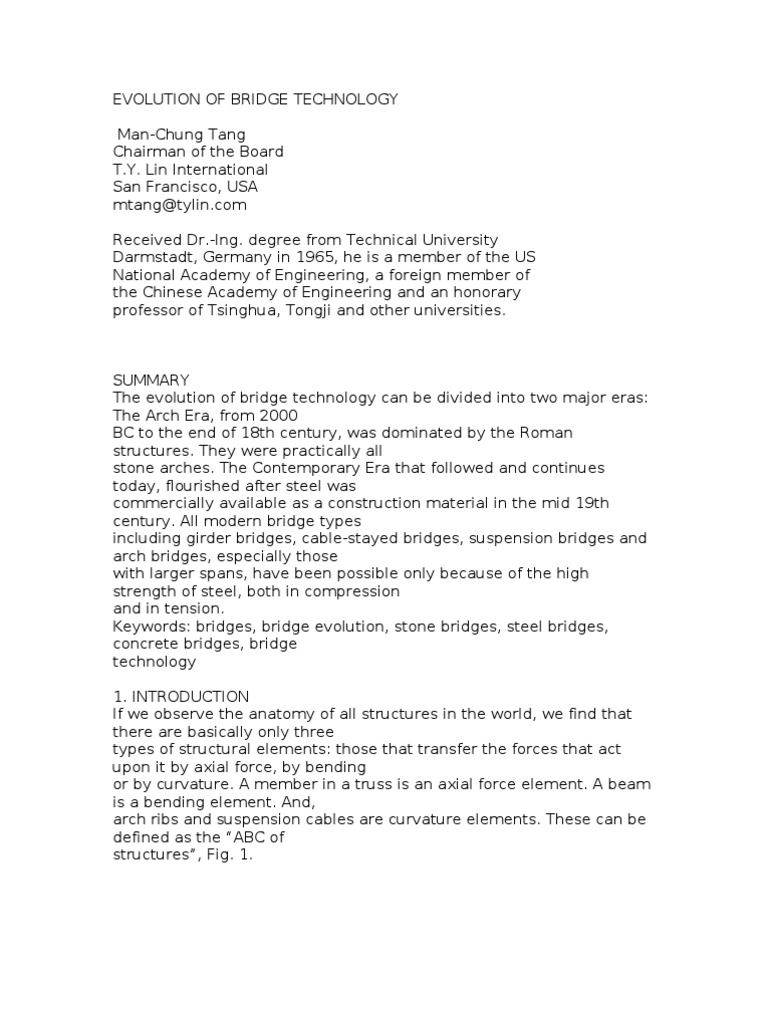 Evolution of Bridge Technology | PDF | Bridge | Concrete