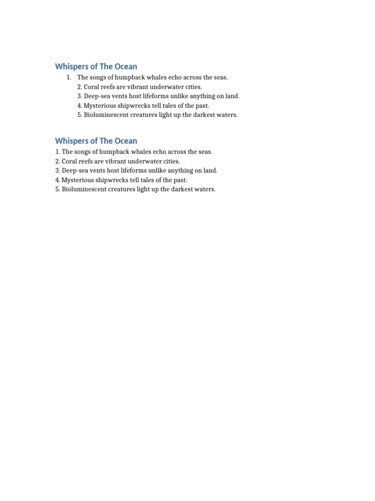 Whispers_of_The_Ocean | PDF | Deep Sea | Reef