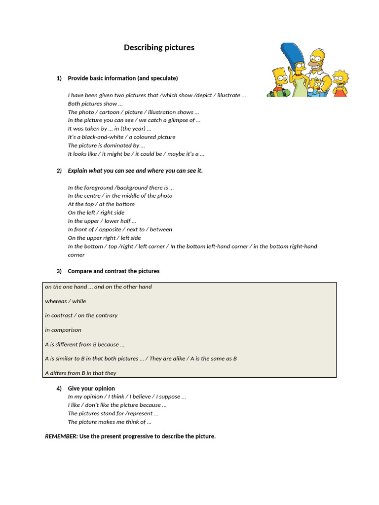 Describing Pictures | PDF