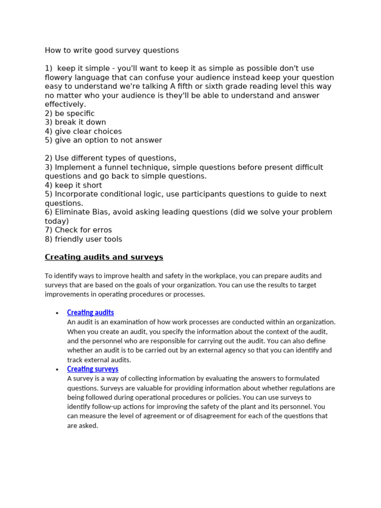 How To Write Good Survey Questions Video Notes | PDF | Interview | Job ...