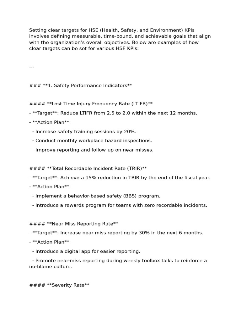 KPI Clear Targets | PDF