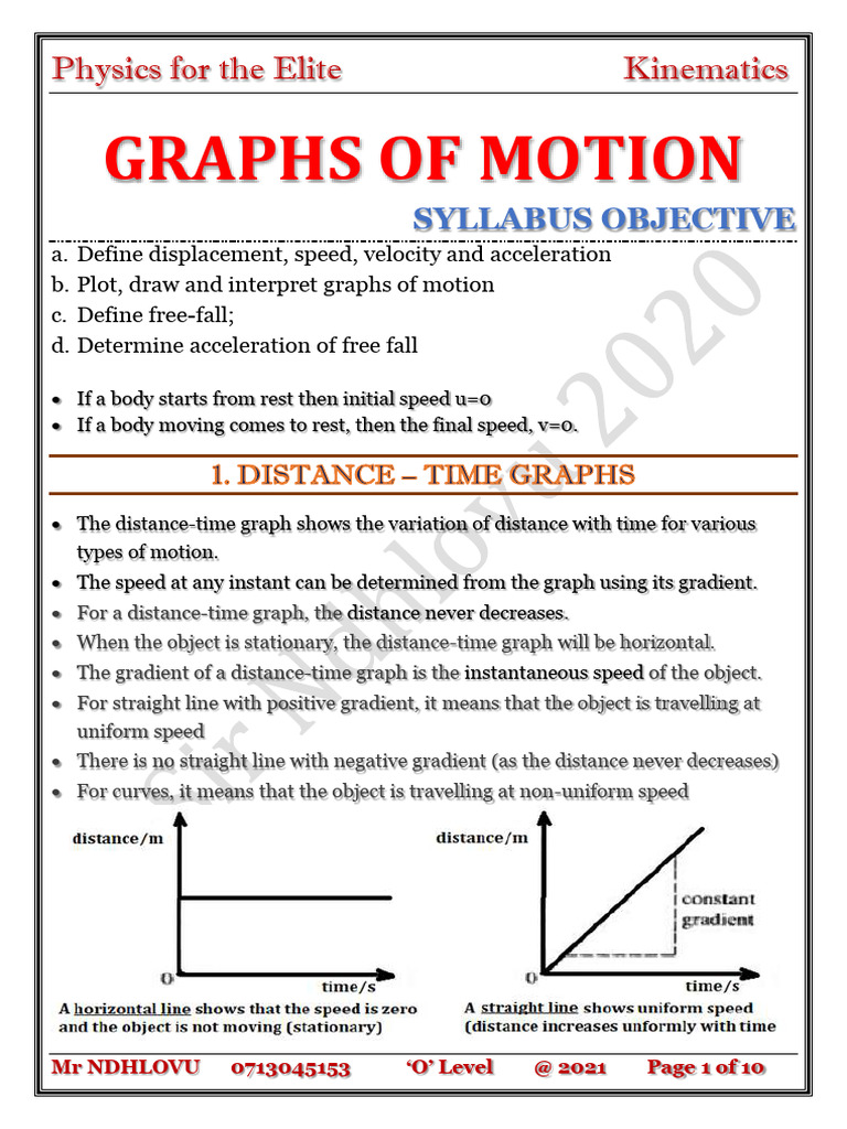 O_Level_Physics_2._Kinematics_Lesson_2-Graphs_of_motion | PDF ...