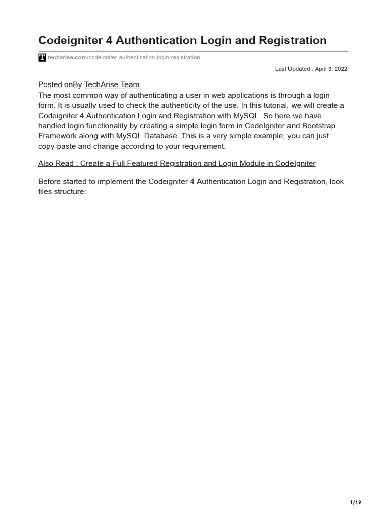 Codeigniter 4 Authentication Login and Registration | PDF | Computing | Software