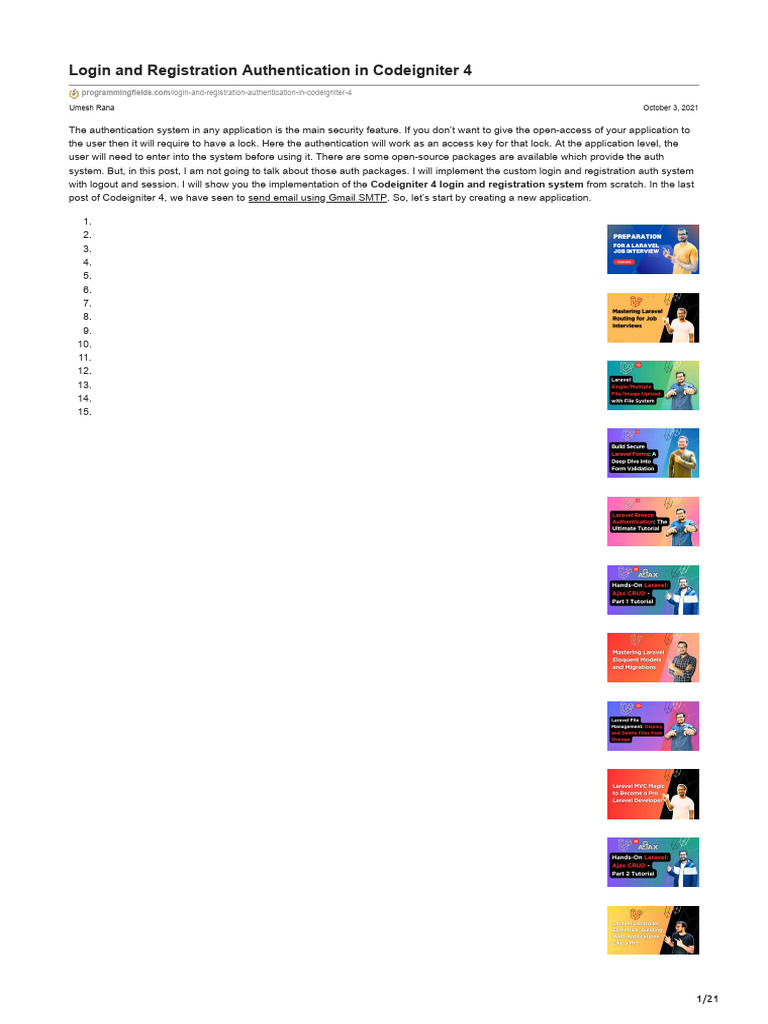 CodeIgniter 4 Login & Registration Guide | PDF | Login | Password