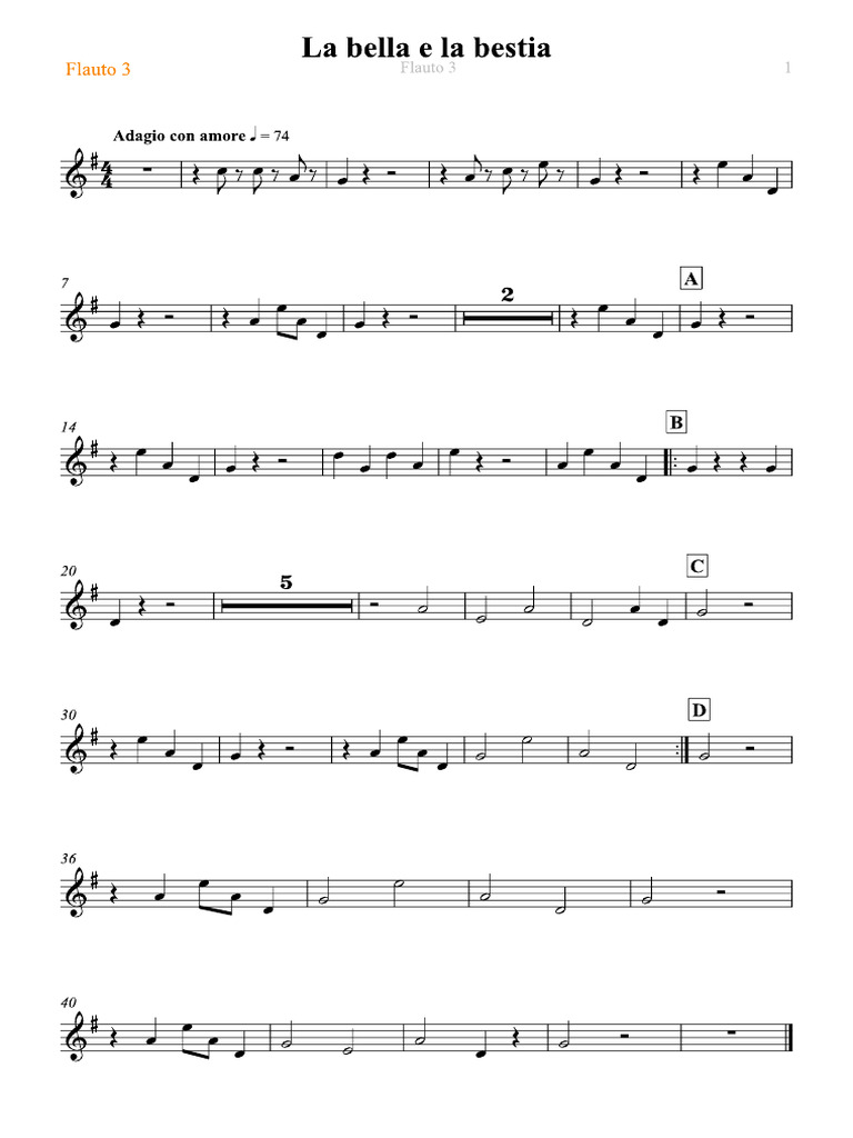 La Bella e La Bestia Sib7 - Flauto 3 | PDF
