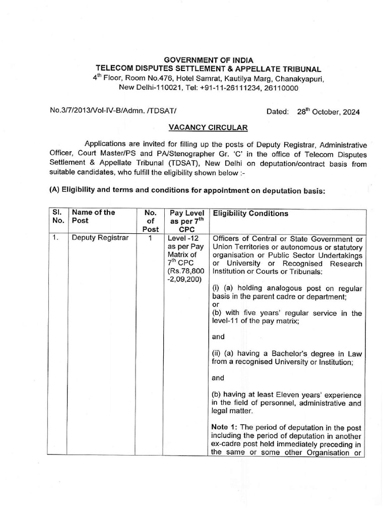 Vacancy Circular 2024 | PDF