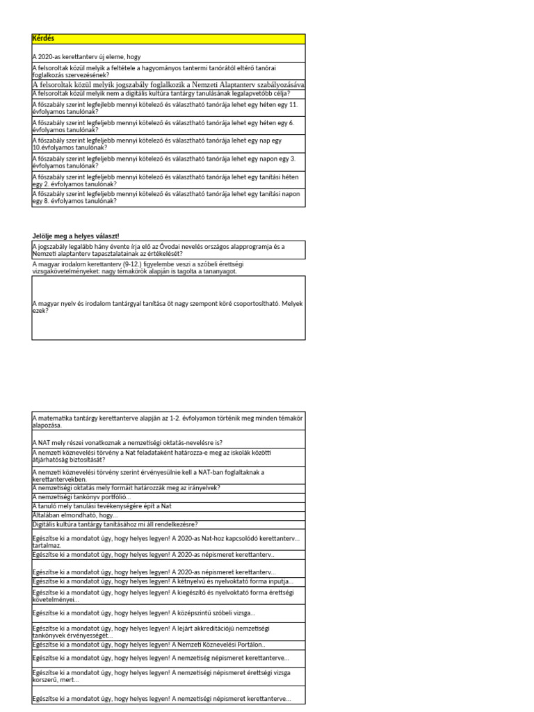 NAT Kérdések - ABC Rendben | PDF