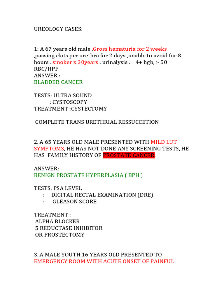 Urology and Gastrointestinal Case Studies | PDF | Clinical Medicine ...