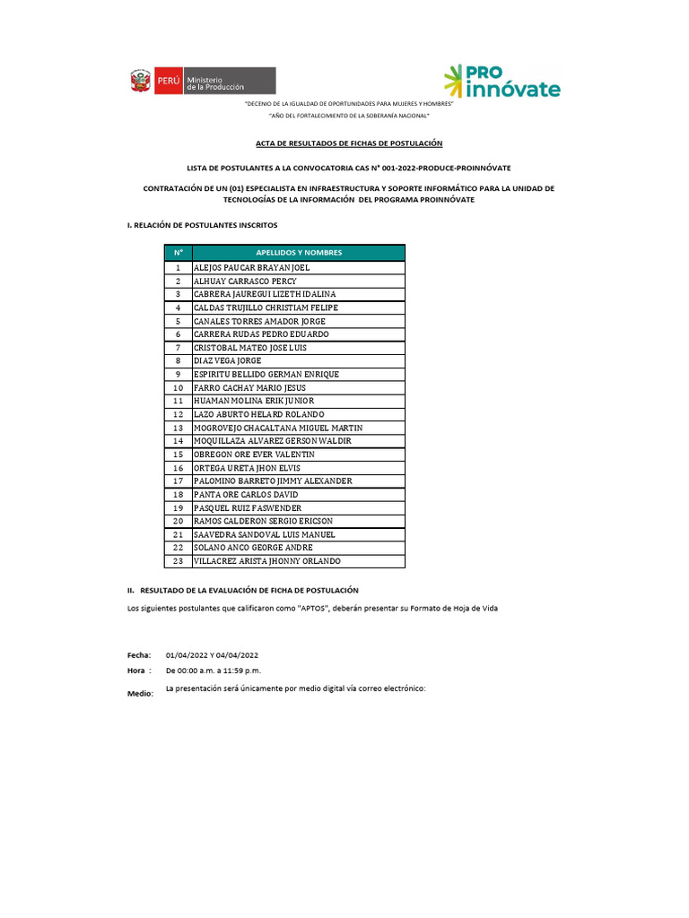 Acta Preliminar - Cas #001-2022 | PDF