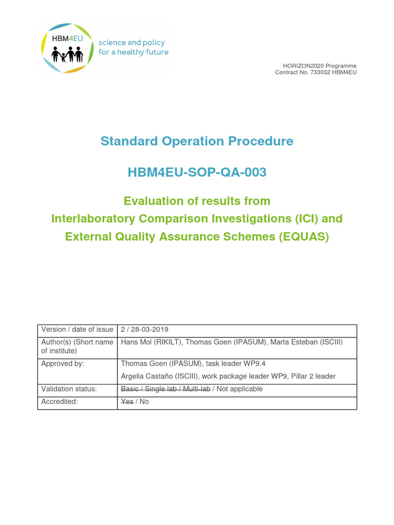 HBM4EU-SOP-QA-003 ICI EQUAS Evaluation of results_v2 | PDF | Evaluation | Computer Programming
