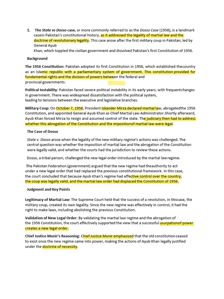 Important Constitutional Cases Readings | PDF | Martial Law | Muhammad ...