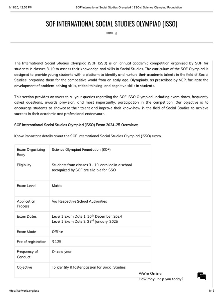 SOF International Social Studies Olympiad (ISSO) - Science Olympiad ...
