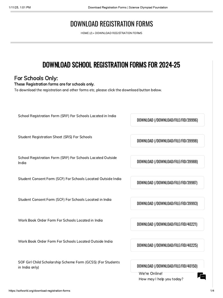 SOF Registration Forms for 2024-25 | PDF