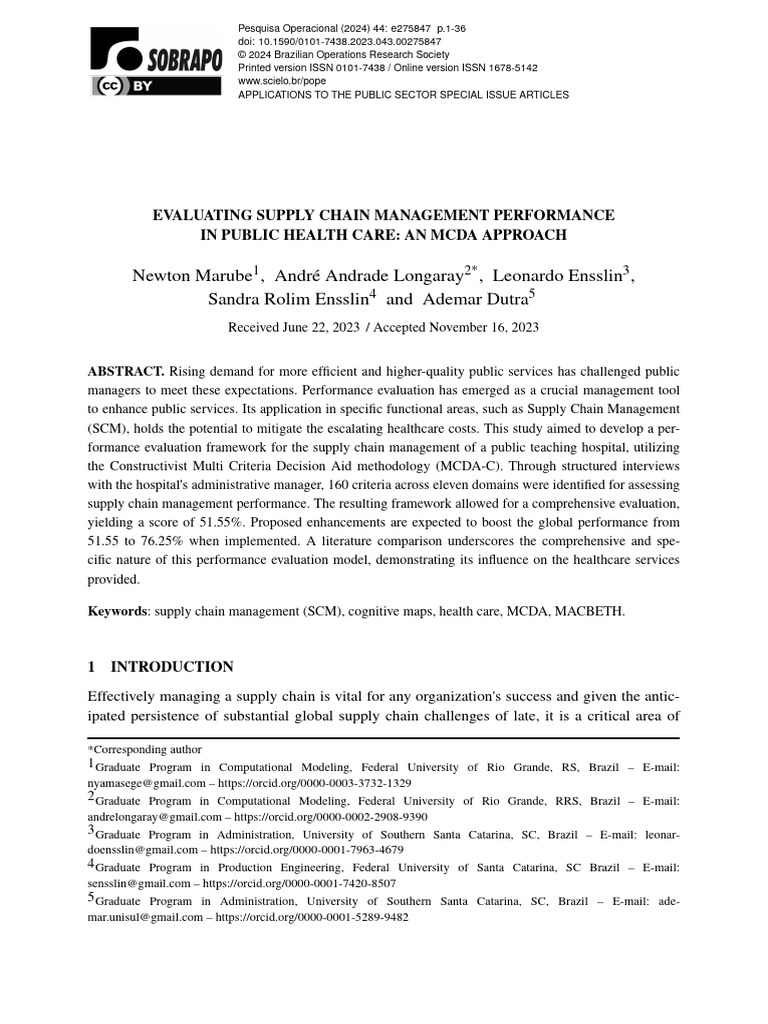 Public Healthcare SCM Performance Evaluation | PDF | Supply Chain ...