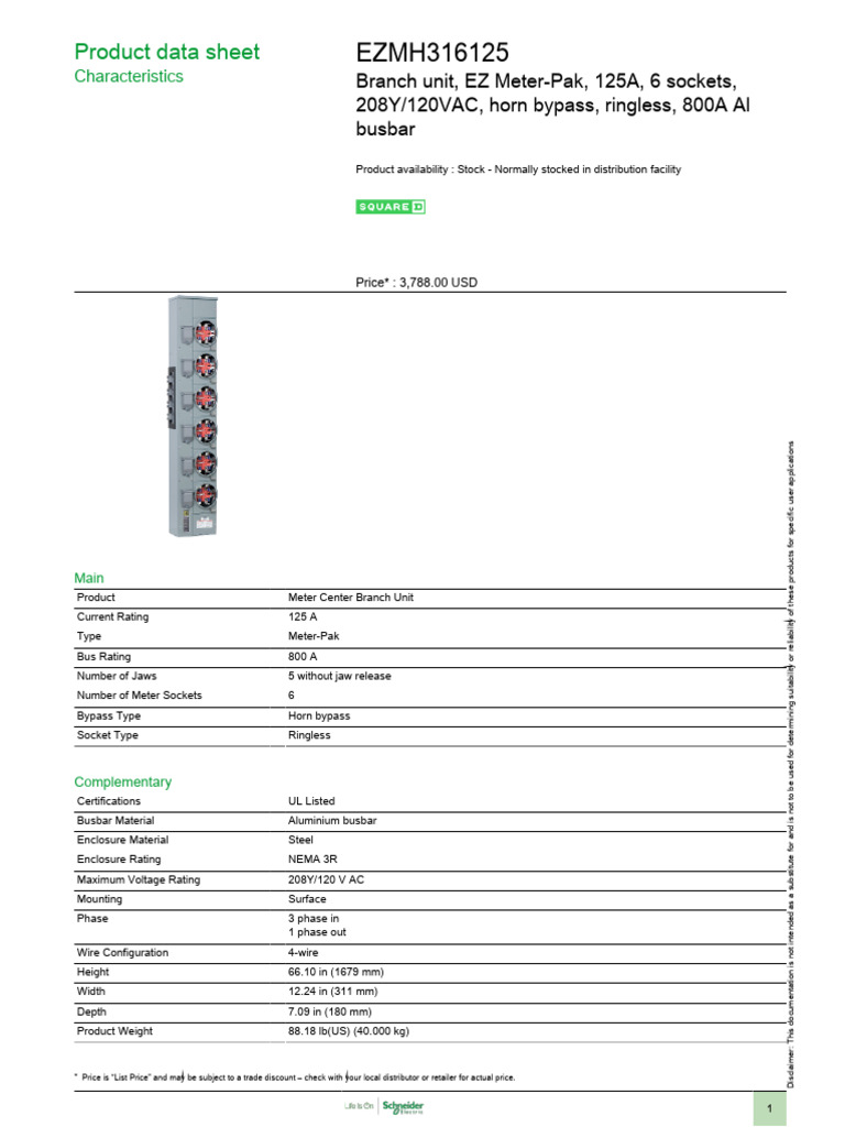 EZ Meter-Pak Meter Centers_EZMH316125 | PDF | Electricity | Electrical ...