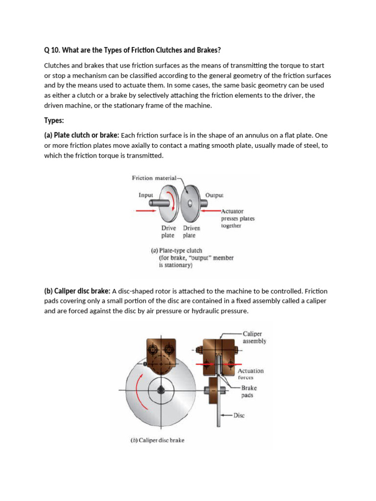 Types of Friction Clutches and Brakes | PDF