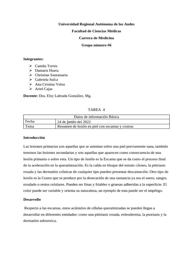 Lesiones Cutáneas: Escamas y Costras | PDF | Piel | Enfermedades y ...