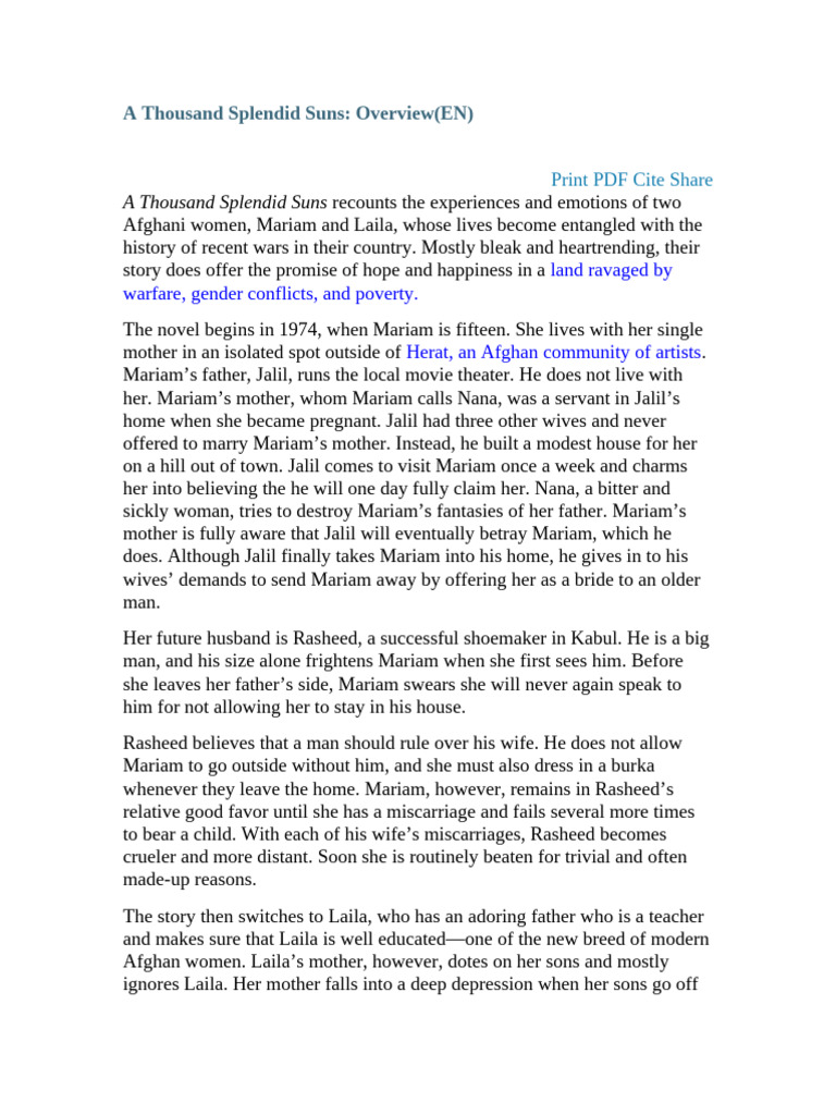 A Thousand Splendid Suns | PDF