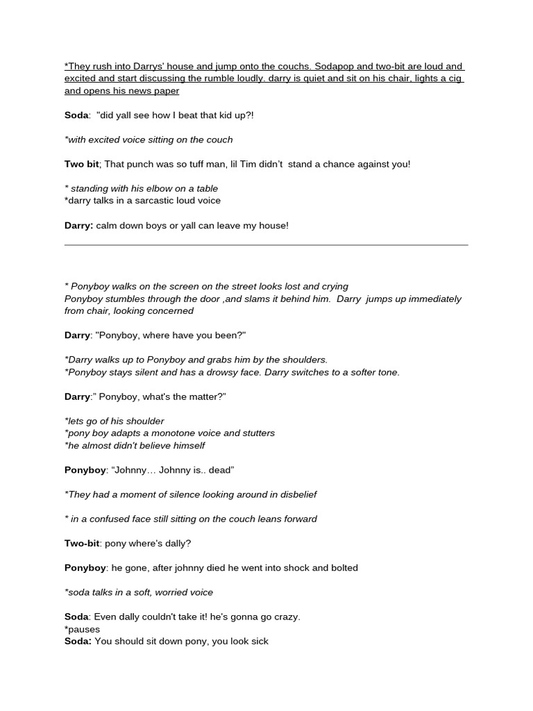 Seynabou Sy - The Outsiders Scene Presentation Script | PDF