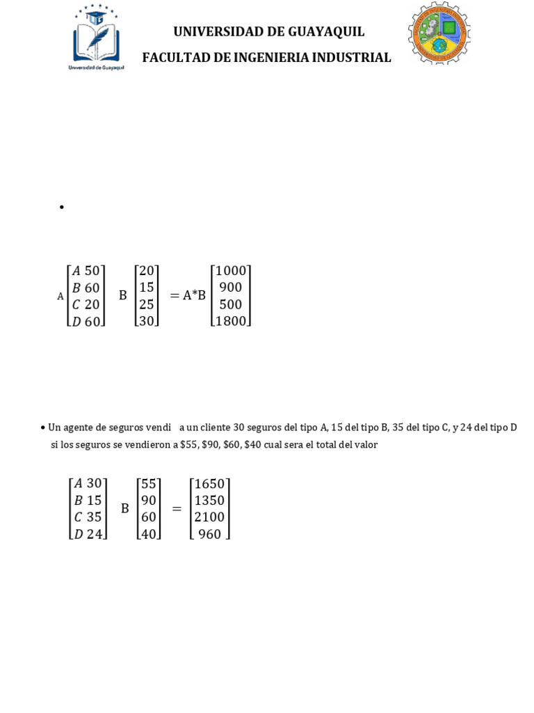 matrices deber 3 ejercicios | PDF