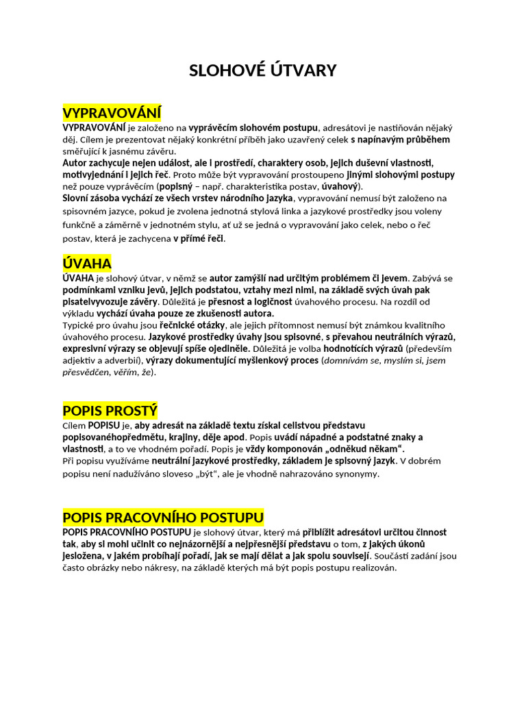 Slohové Útvary 2 | PDF