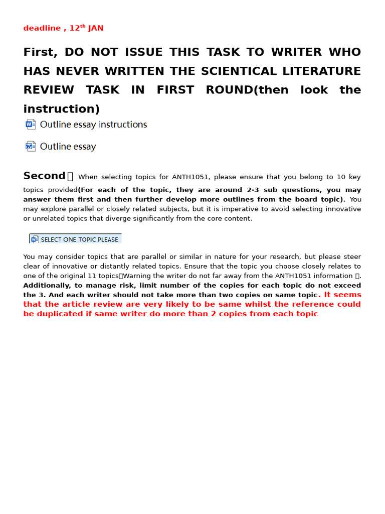 Instruction Essay Outline (4 Copies) | PDF | Human Evolution | Human