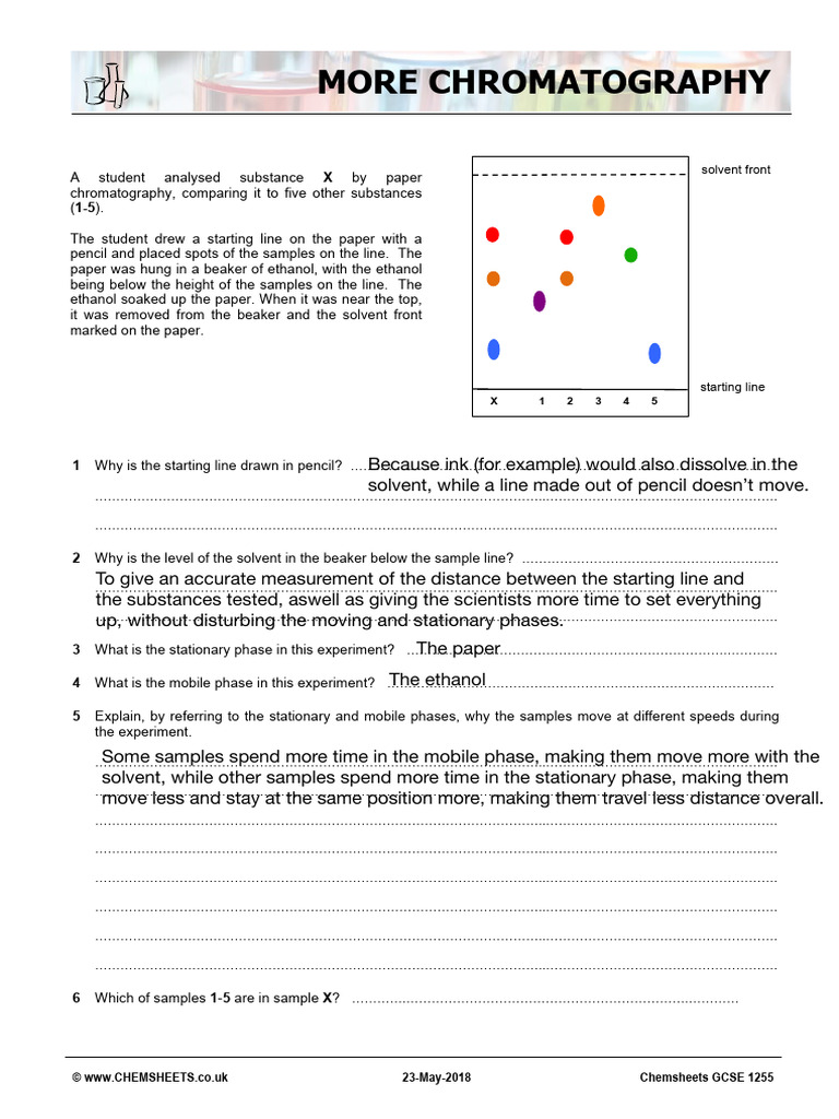 GCSE Paper Chromatography Worksheet | PDF | Chromatography | Elution
