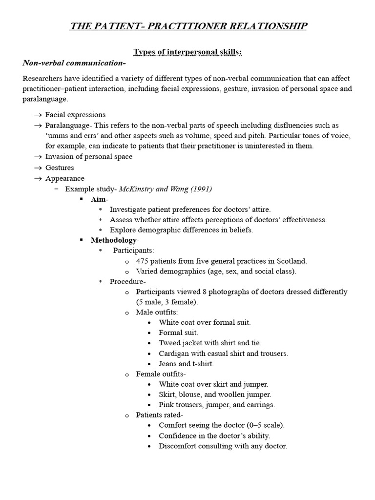 Patient-Practitioner Relationship Notes 9990 | PDF | Psychological ...