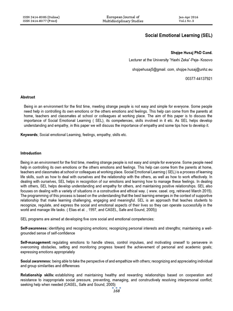 Importance of Social Emotional Learning | PDF | Empathy | Emotions