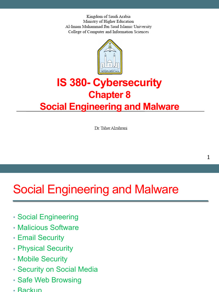 Chapter 8 - Social Engineering and Malware-1 | PDF | Malware | Security