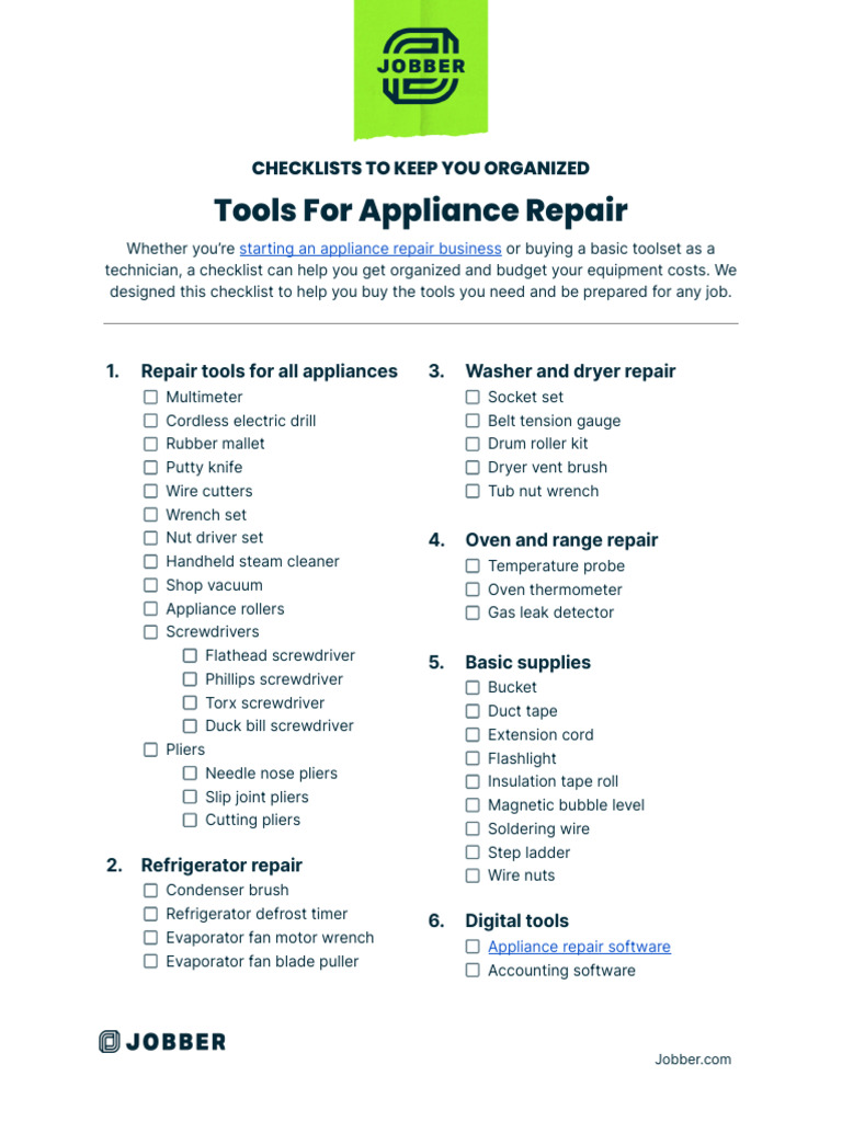 Checklist_-Tools-for-Appliance-Repair | PDF