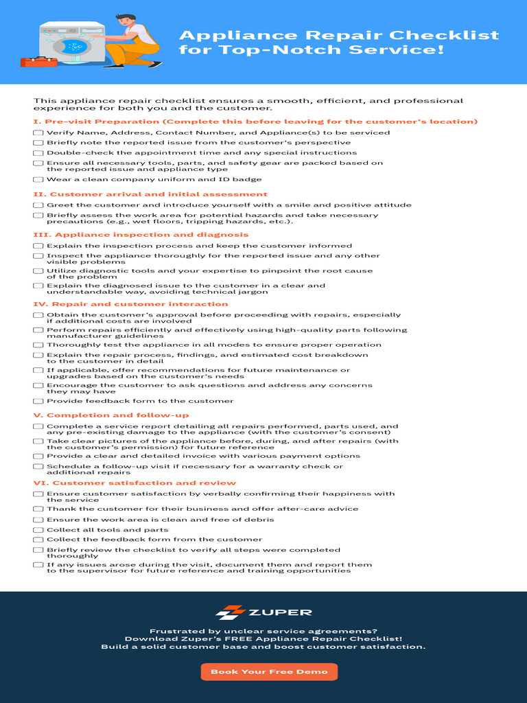 Appliance Repair Technician Checklist | PDF