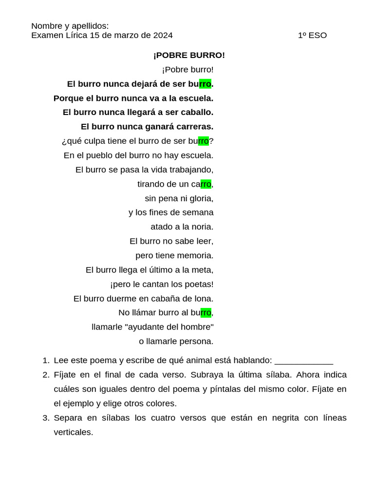 Examen Poesía | PDF