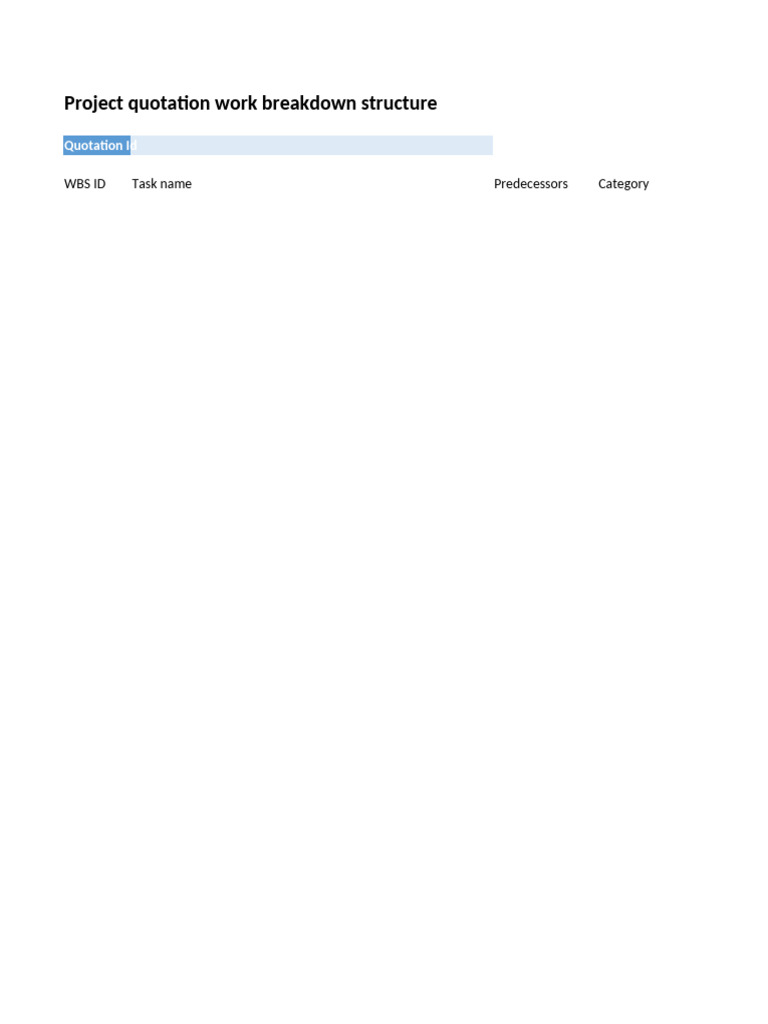 Project Quotation Work Breakdown Structure | PDF
