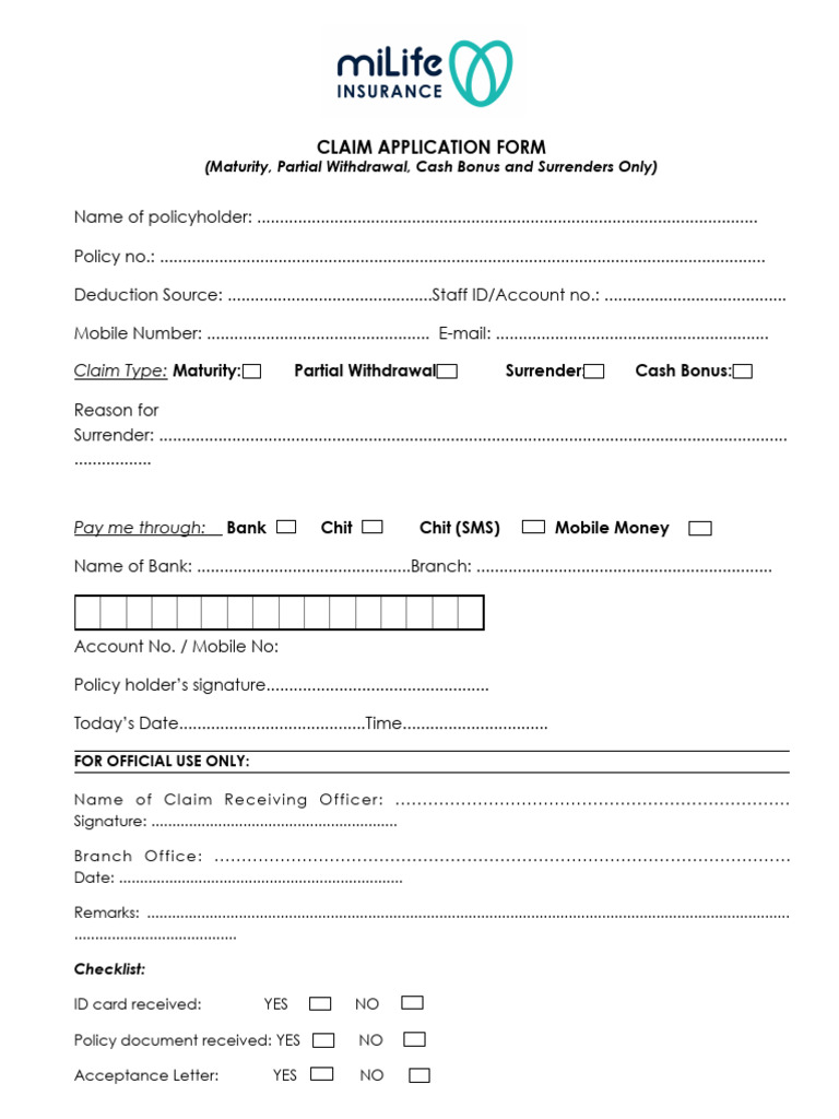 Withdrawal Surrender Maturity Form | PDF