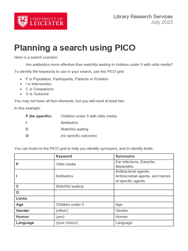 KN Planning A Search Using PICO v11 | PDF