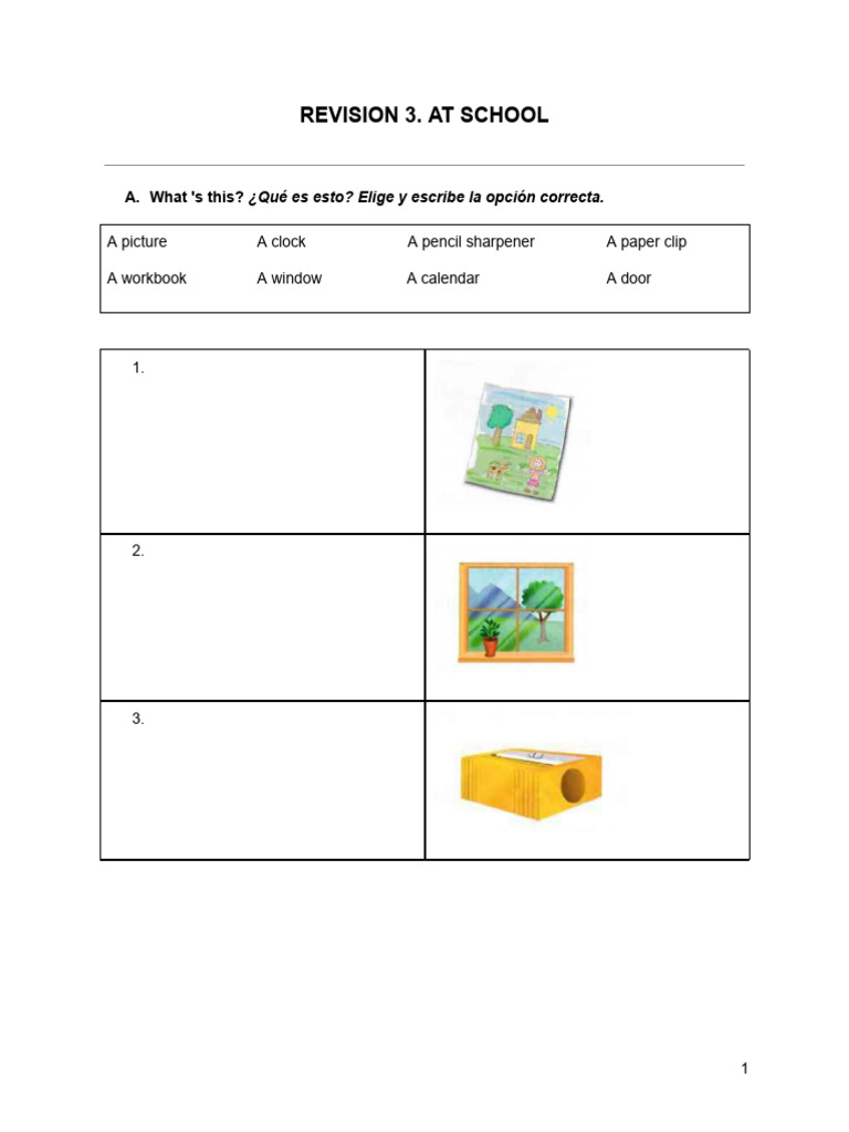 School Vocabulary Practice Exercise | PDF
