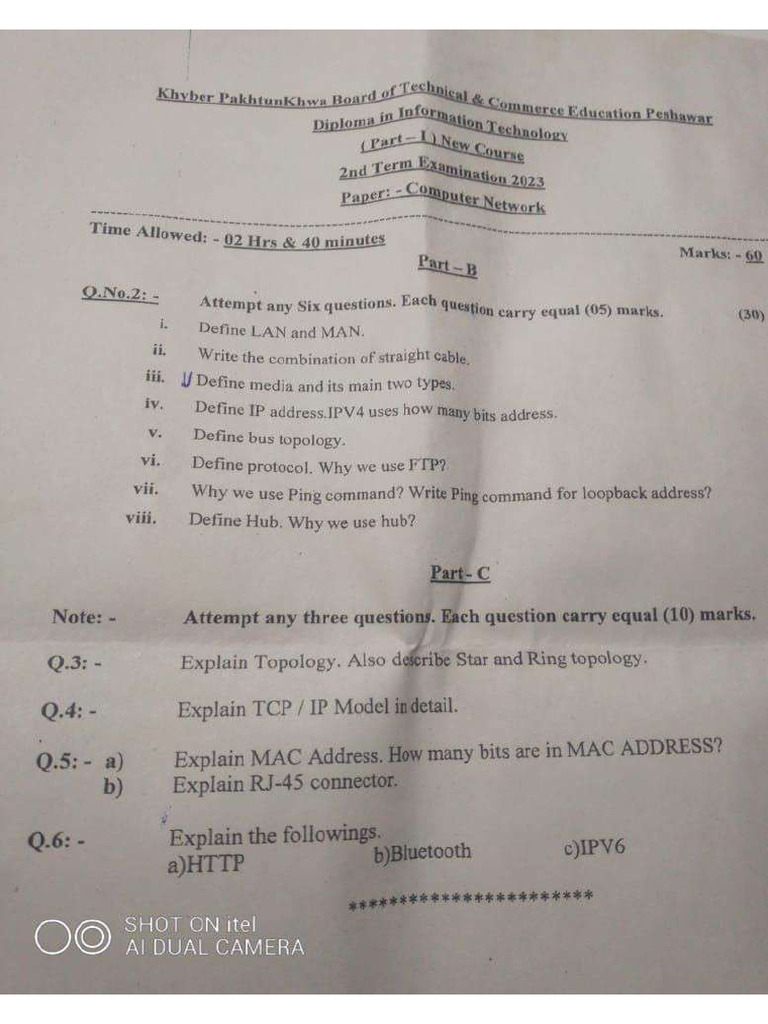 DIT Part-I Papers (New Course) | PDF