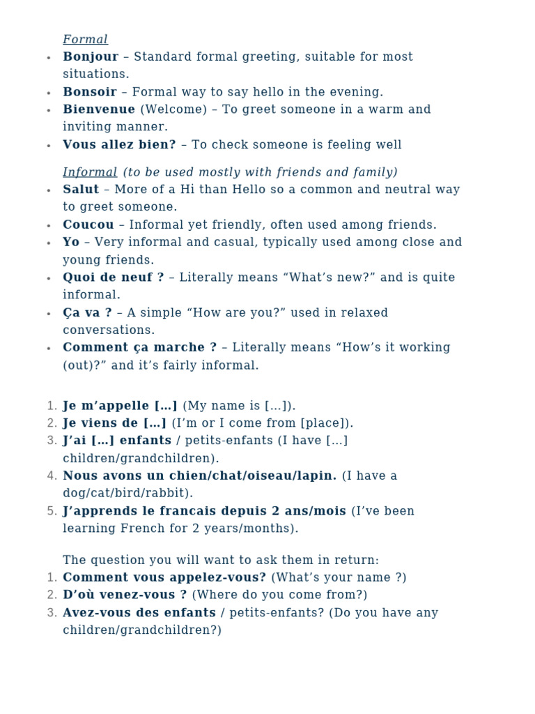 French Basic Conversation | PDF