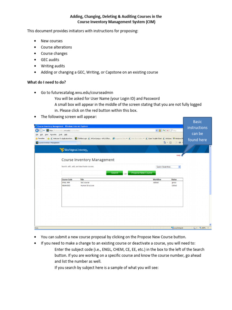 CIM Courses Initiator Instructions | PDF