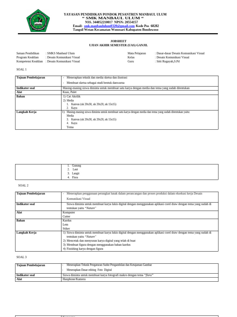 Jobsheet Dasar DKV | PDF
