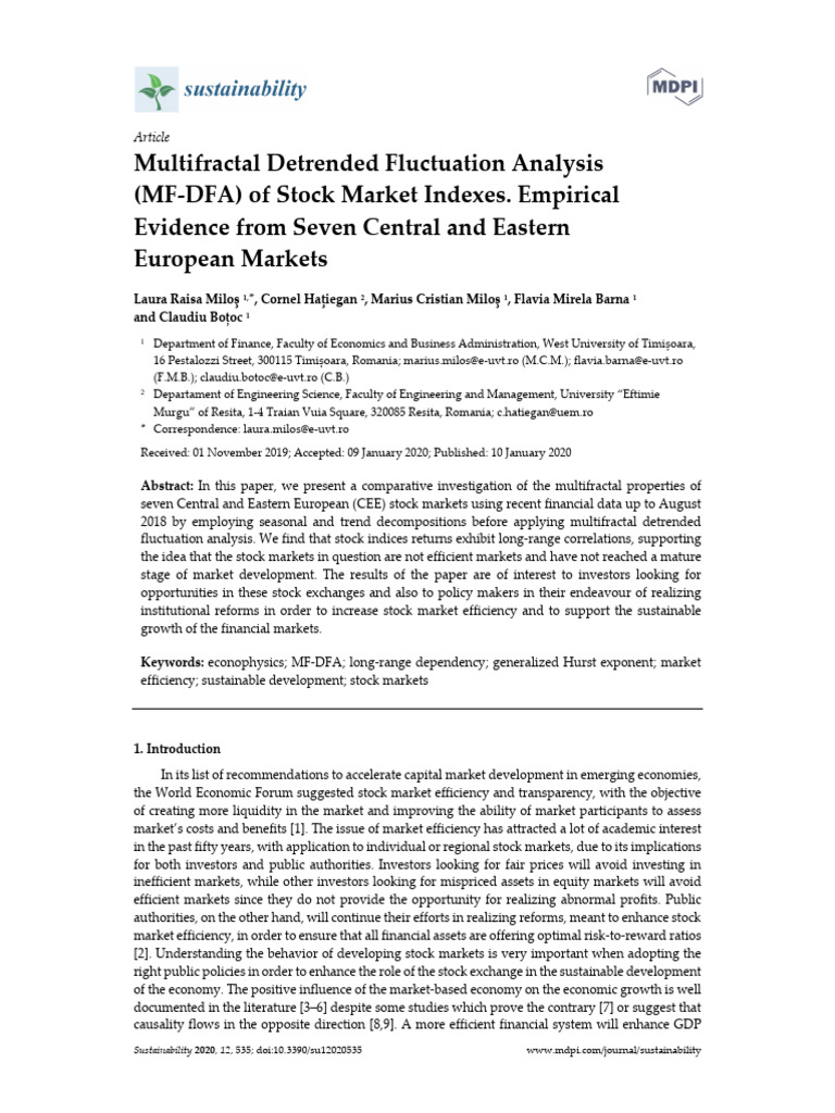 Multifractal Detrended Fluctuation Analysis Mf Dfa Pdf Efficient Market Hypothesis Market