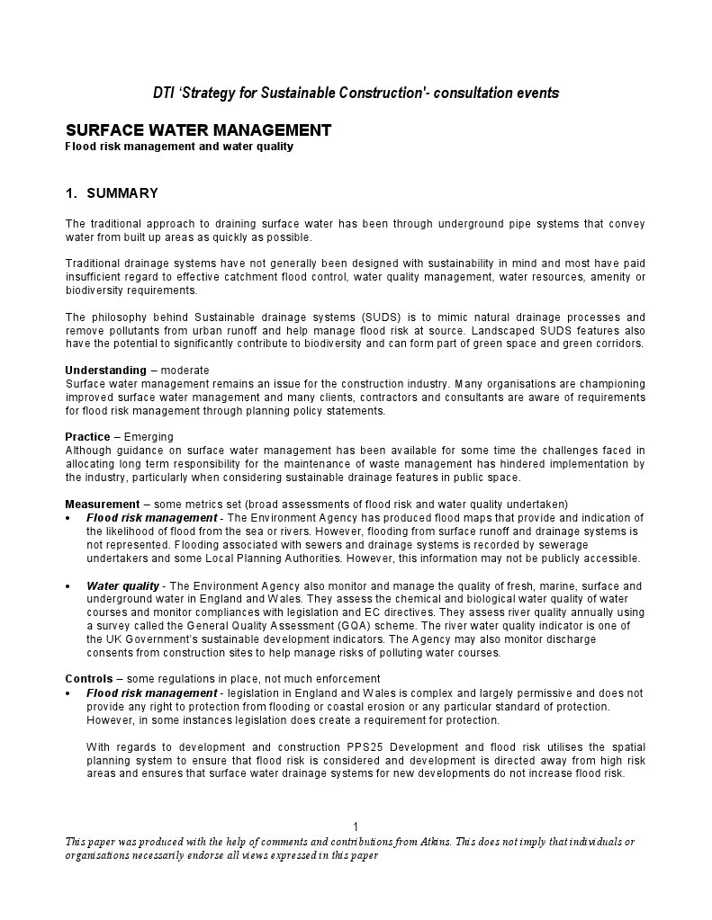 Sustainable Surface Water Management Strategies | PDF | Flood | Risk ...