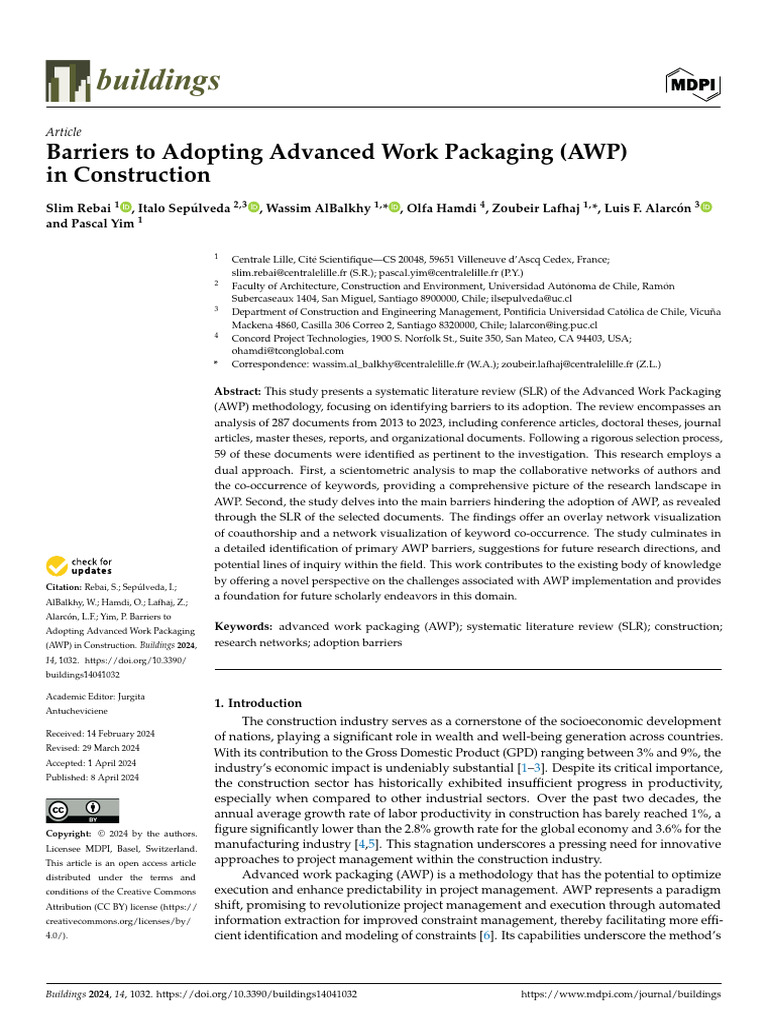 XX - Barriers To Adopting Advanced Work Packaging (AWP) | PDF | Project ...